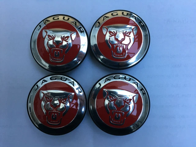 GENUINE JAGUAR RED Alloy Wheel Centre Cap Badges Brand New Xf Xe Xk E F ...