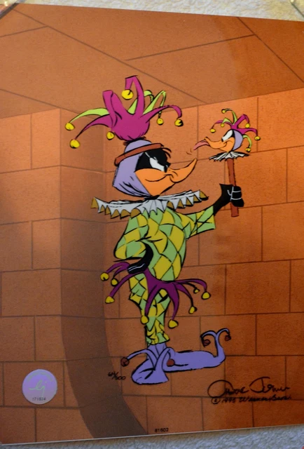 CHUCK JONES RUDE Jester Daffy Duck Animation Cel Signed #64/500 W.coa ...