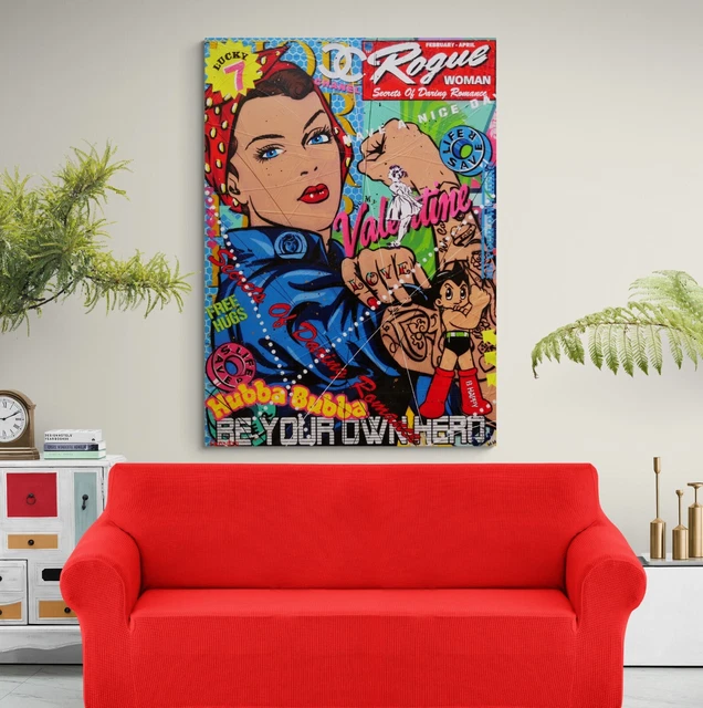 ROSIE THE RIVETER Tattoos Urban Pop Art Painting Textured 140cm x 100cm ...