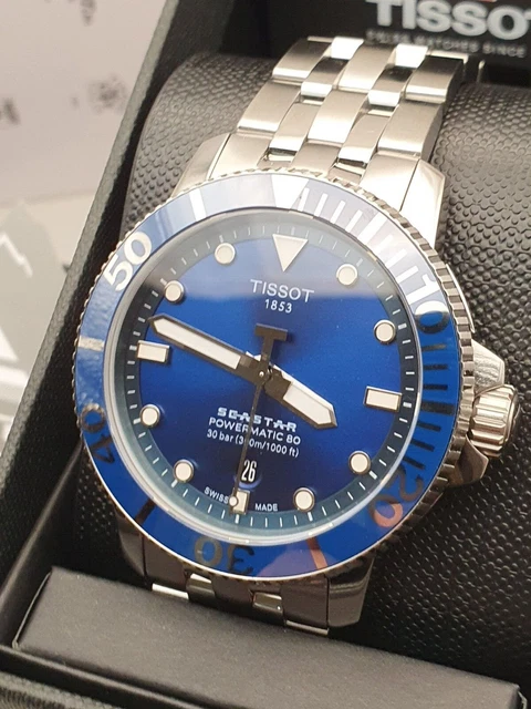 TISSOT SEASTAR POWERMATIC 80 Blue Dial Automatic Watch T120.407.11.041 ...