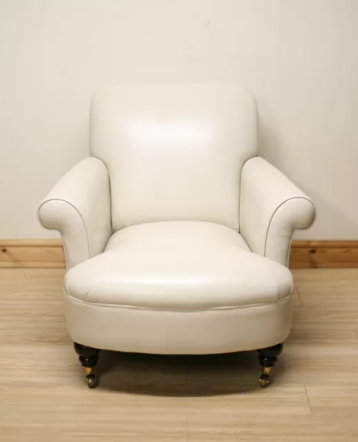 LAURA ASHLEY HARBROOK Off White Leather Armchair Chair 629.00 PicClick UK