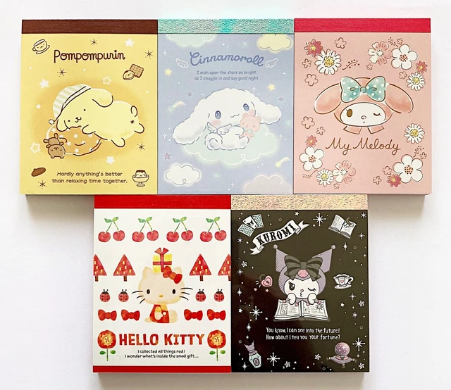 My Melody Hello Kitty Cinnamoroll Kuromi Pompompurin Notepads Version 2