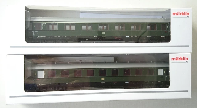 MÄRKLIN H0 43202, 43222; zwei Schnellzugwagen, grün, Epoche III der DB ...