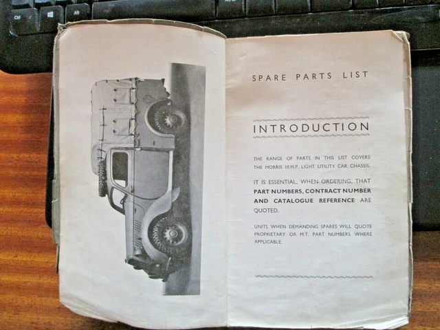 WW2 WD MORRIS Tilly Utility illustrated spare parts list military ...