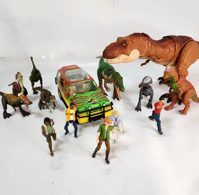 MATTEL JURASSIC PARK World Legacy Jeep Explorer 5 Figures 8 Dinosaur ...