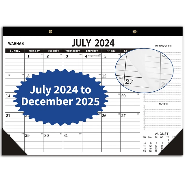 DESK CALENDAR 2024-2025,JULY 2024-December 2025,Large Desk calendar ...