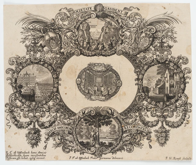 KRAUS (*1655) NACH UFFENBACH (*1687), Emblematische Collage, Rad ...