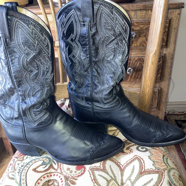TONY LAMA BLACK Cowboy Boots 9 1/2 D £33.48 - PicClick UK