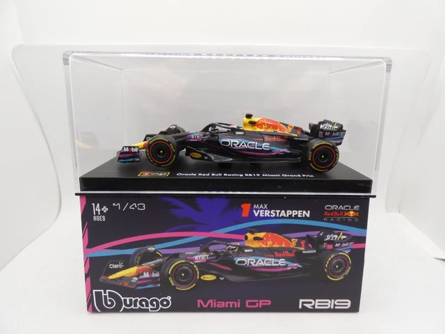 RED BULL RB19 Max Verstappen #1 Miami Gp 2023 #18-38083 1/43 Bburago F1+Helmet $55.44 - PicClick AU