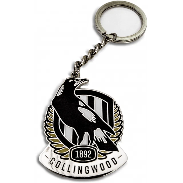 33733 COLLINGWOOD MAGPIES Afl Team Logo Mascot Metal Keyring Key Ring ...