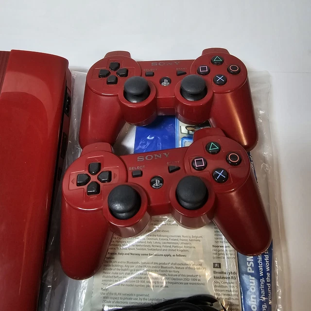 SONY PLAYSTATION 3 PS3 Console Super Slim Red 500gb Boxed & 2 ...