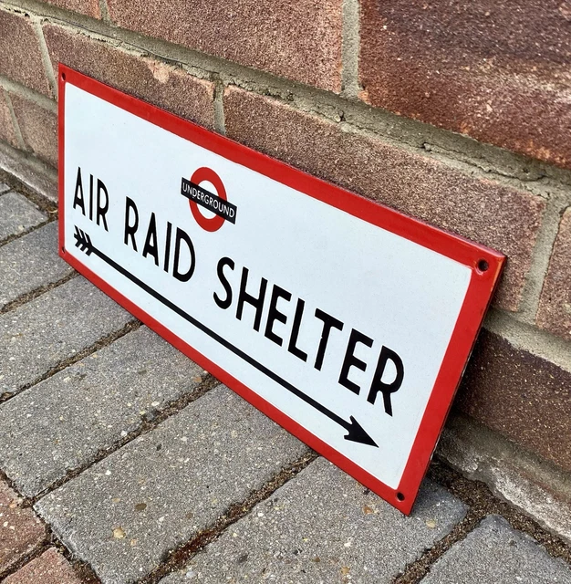 AIR RAID SHELTER Metal Enamelled Sign 41cm X 16.5cm £40.00 - PicClick UK