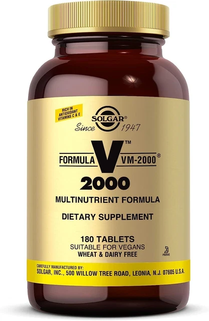 SOLGAR FORMULA VM-2000 Tablets - 180 tablets - Multivitamin and Mineral ...