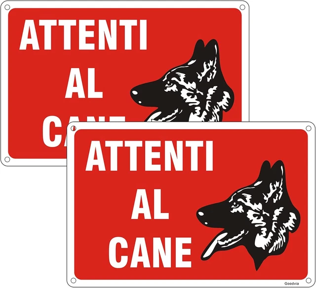 ATTENTI AL CANE Cartello Alluminio 20X30Cm, Attenzione Al Cane Cartelli ...