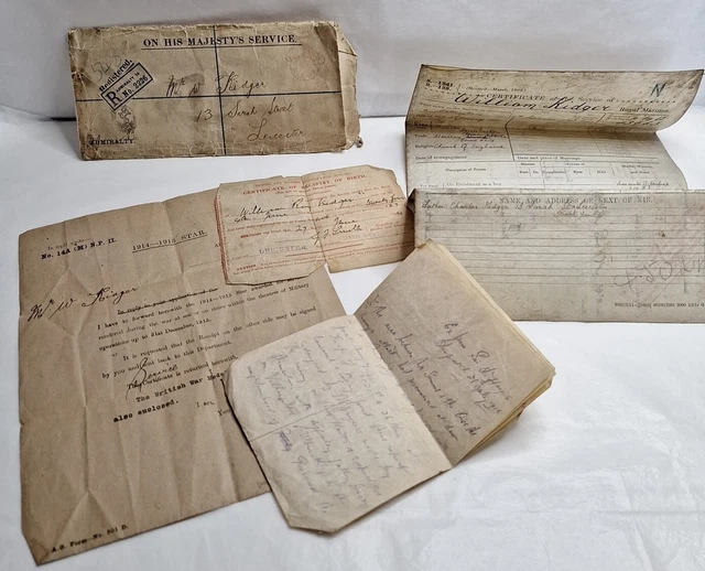 ANTIQUE WWI DOCUMENTS Star Award Royal Marines ,Kidger Certificat ...