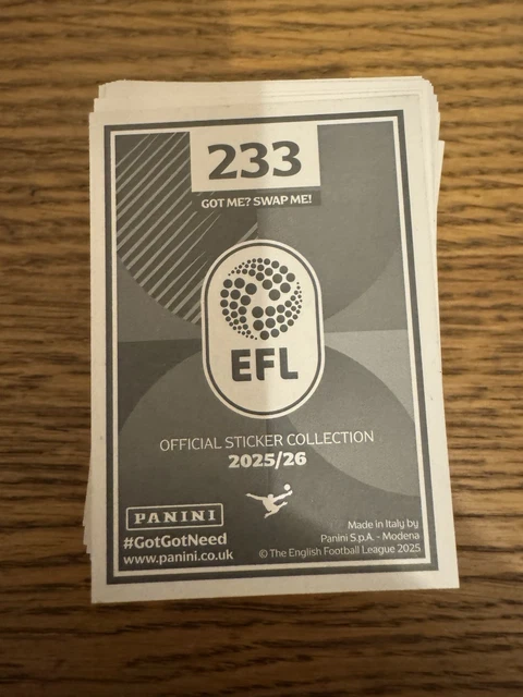 PANINI EFL 2025 - 26 Sticker Adrian Segecic Portsmouth #286 £1.25 ...