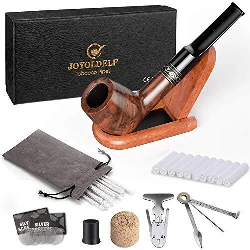 DIMJ SET DE Pipe a Tabac de Droits en Rouge Bois avec boîte à ...
