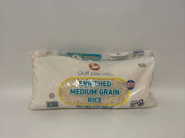 GULF PACIFIC ENRICHED Medium Grain Rice, 2 Lbs Bag, Best By 8/25 £7.86 ...