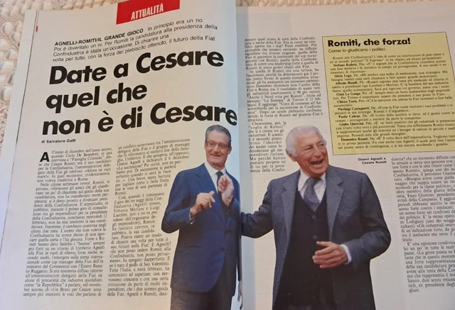 L'ESPRESSO 8 1992-FRANCESCA Neri-Agnelli-Craxi-Romiti-Schlensinger- EUR ...