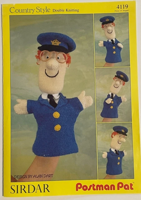 ALAN DART POSTMAN Pat hand puppet toy KNITTING PATTERN 35cm Sirdar 4119 ...