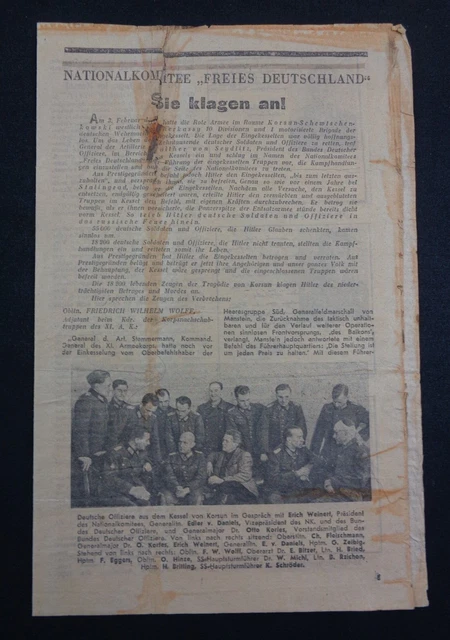 WW2 ALLIED AIR Drop Propaganda Leaflet "Freies Deutschland" (Free ...