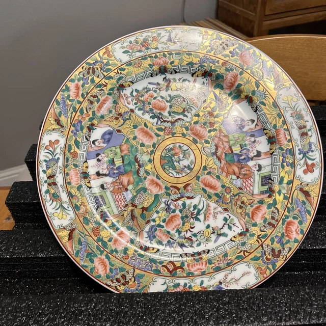 ANTIQUE CHINESE PLATTER Canton Rose design CIRCA 1662-1722 Beautiful Hh ...