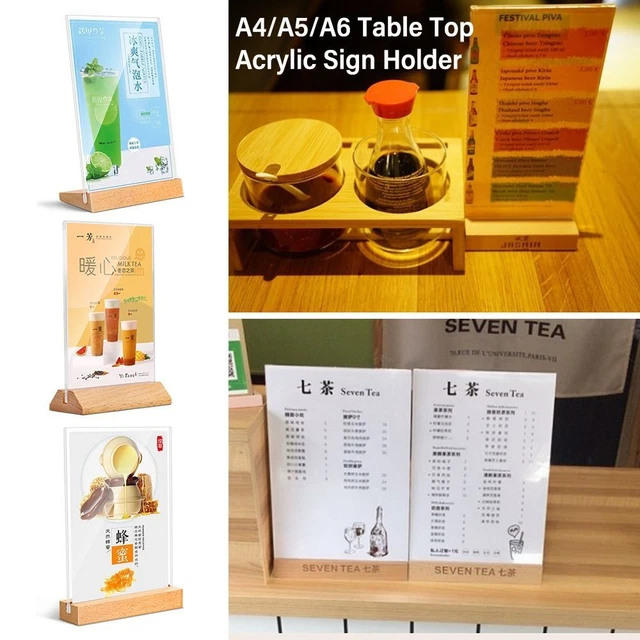 A4/A5/A6 MENU DISPLAY Stand Double Sided Picture Card Frame Restaurant ...