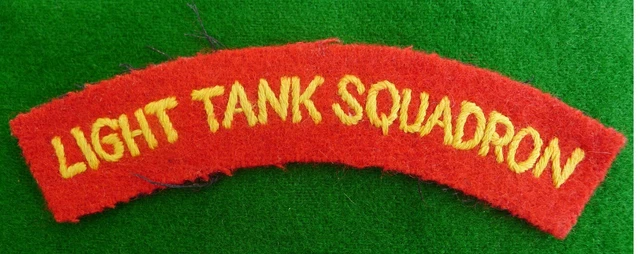 WW2 BRITISH SHOULDER Title Patch: Light Tank Squadron. Yellow Letters ...