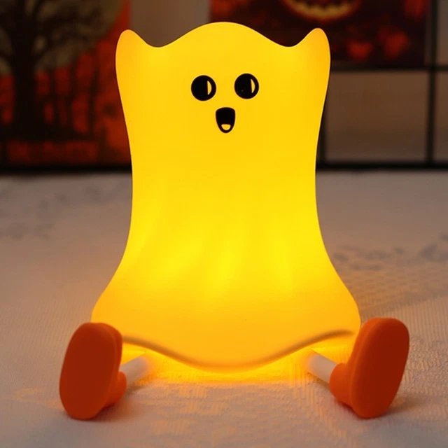 HALLOWEEN PUMPKIN NIGHT Light Rechargeable Bedside Lamp Resin Kids Room ...