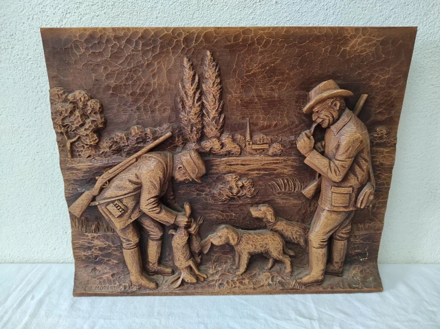 CADRE, TABLEAU CA Morand en Relief Scène de Vie Chasse Vintage 41,5 x ...