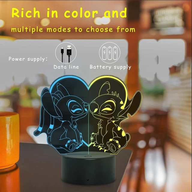 STITCH NIGHT LIGHT - 3D LED 16 Color Changing Touch Lamp with Remote ...