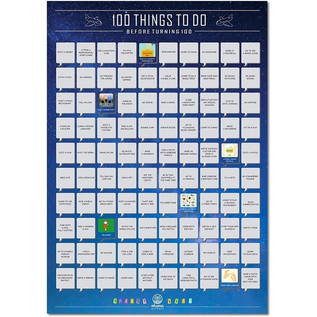 SCRATCH OFF POSTER 100 Things To Do Before Turning 100 Bucket List 14