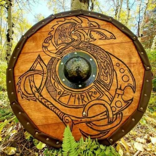 WOODEN MEDIEVAL KNIGHT Shield Handcrafted Viking Round Shield for ...