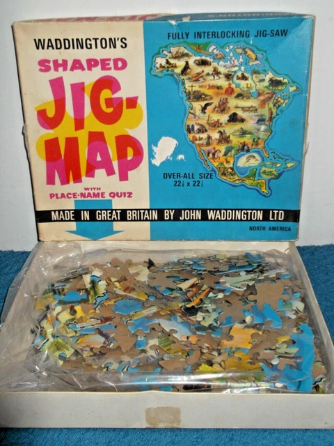 VINTAGE WADDINGTONS SHAPED JIG-MAP (ENGLISH, BOXED, 1960's) - NORTH ...