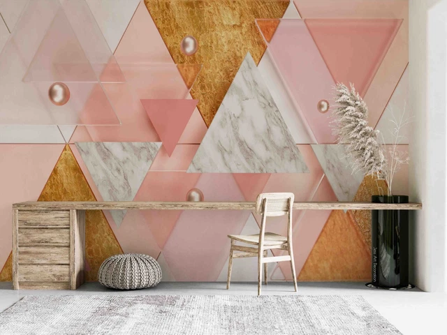 3D PINK TRIANGLE Marble Texture Wall Murals Wallpaper Murals Wall ...