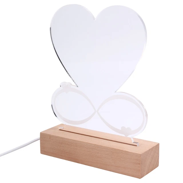 1X(3D ACRYLIC LIGHT Heart Shaped Photo Frame with Night Light ...