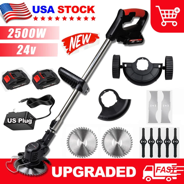 CORDLESS WEED EATER Electric Brush Cutter Lawn Edger Grass String ...