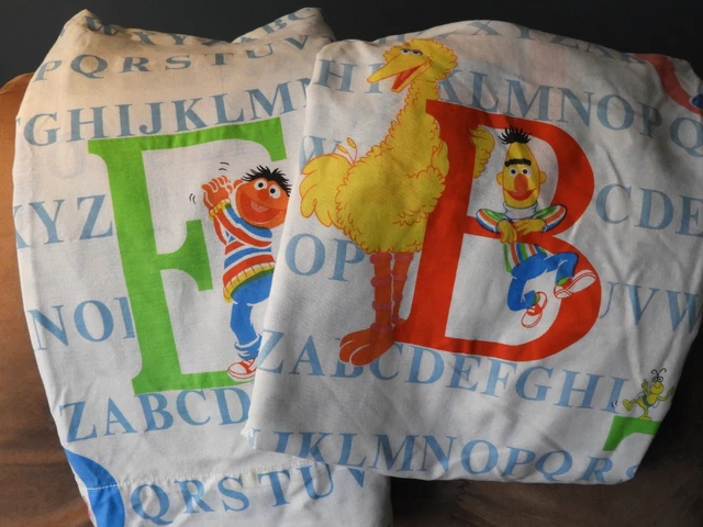 VINTAGE SESAME STREET ABC Muppets Twin Size Fitted & Flat Sheets JP ...