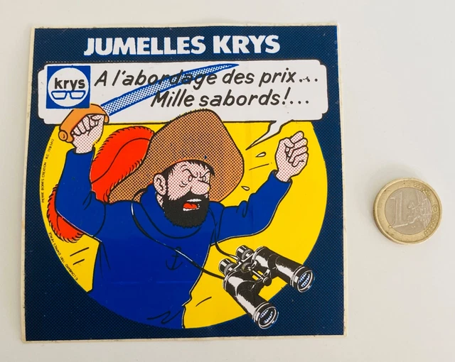 STICKERS JUMELLES KRYS Tintin & Milou Capt Haddock Hergé vintage 1981 ...