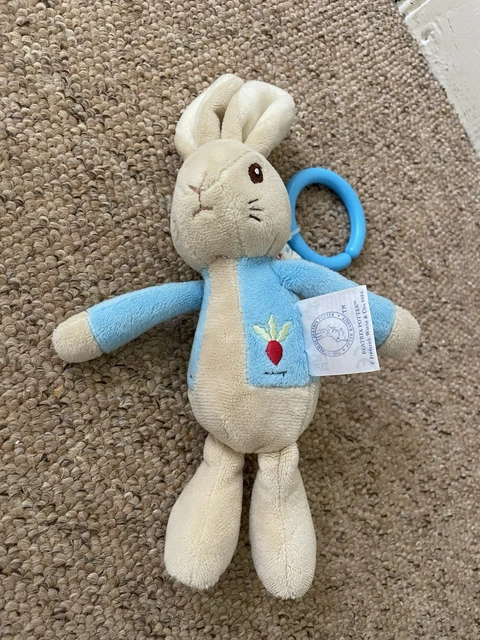 PETER RABBIT PULL & Shake Attachable Beatrix Potter Baby Blue Pram Toy ...