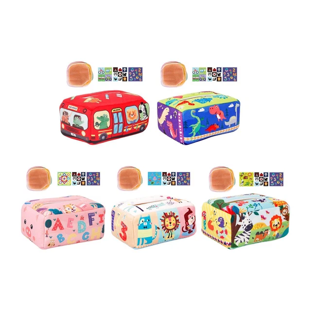 BABY TISSUE BOX Busy Pull Tissues Activities for Baby Kids Motor Skills ...