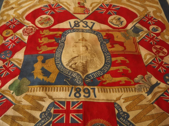 ANTIQUE BRITISH EMPIRE Colonial Flag 1897 : Vintage Union Jack Flag Old ...