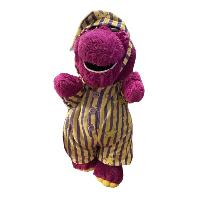 LYONS GOLDEN BEAR Vintage Purple Bedtime Barney In Striped Pajamas Rare ...