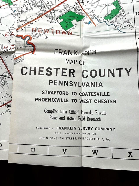 VTG FRANKLINS MAP & GUIDE CHESTER COUNTY PA Atlas History Ads Streets ...