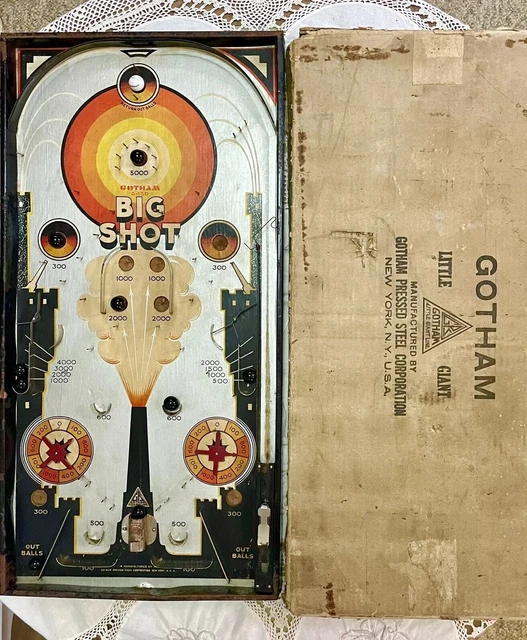VINTAGE 1930S GOTHAM BIG SHOT BAGATELLE Pin Ball Game antique Orig ...