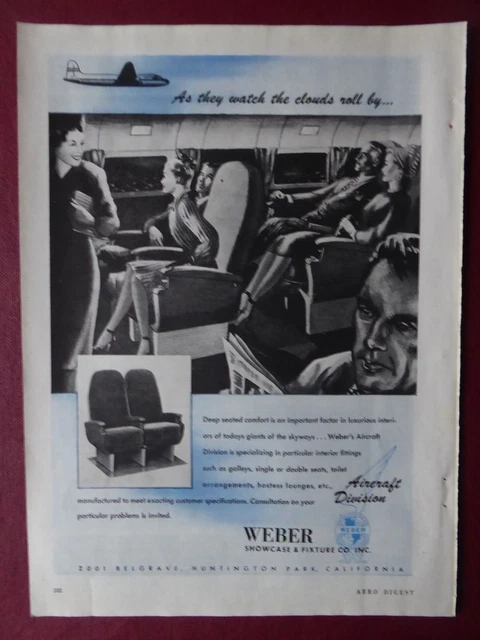 7/1947 PUB WEBER Aircraft Galley Seat Toilets Airlines Airways Original ...