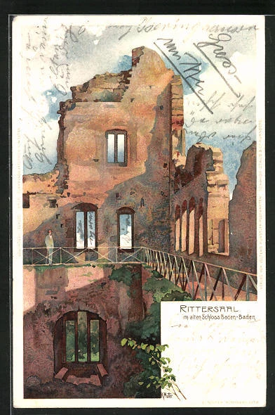 KÜNSTLER-AK KARL MUTTER: Baden-Baden, Rittersaal im alten Schloss 1902 EUR 7,00 - PicClick DE