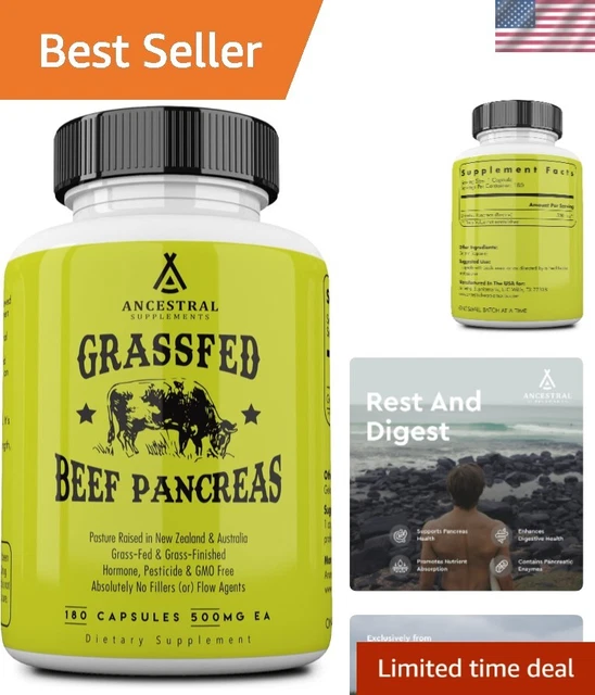 GRASS FED BEEF Pancreas Supplement, 500mg, Pancreatic Support with ...