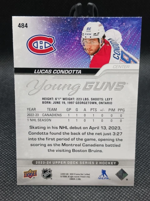 2023-24 UPPER DECK Series due giovani pistole - Lucas Condotta RC #484 ...