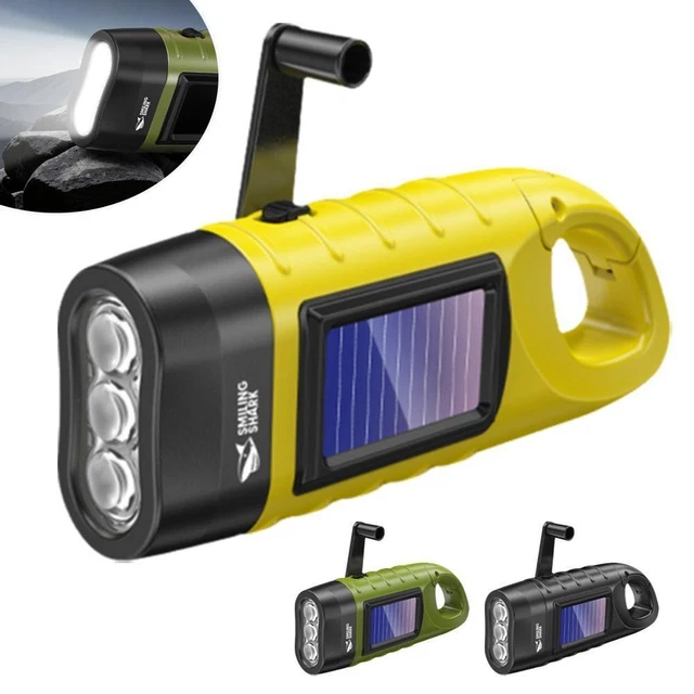 TRAGBARE LED TASCHENLAMPE Zelt Licht Hand Kurbel Dynamo SolarPower ...